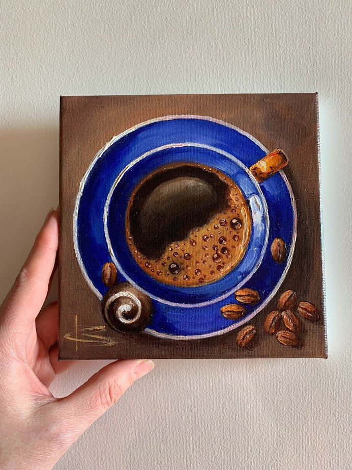 Coffee Cup of Coffee Morning Coffee Art Art Illustration Blue Cup ...