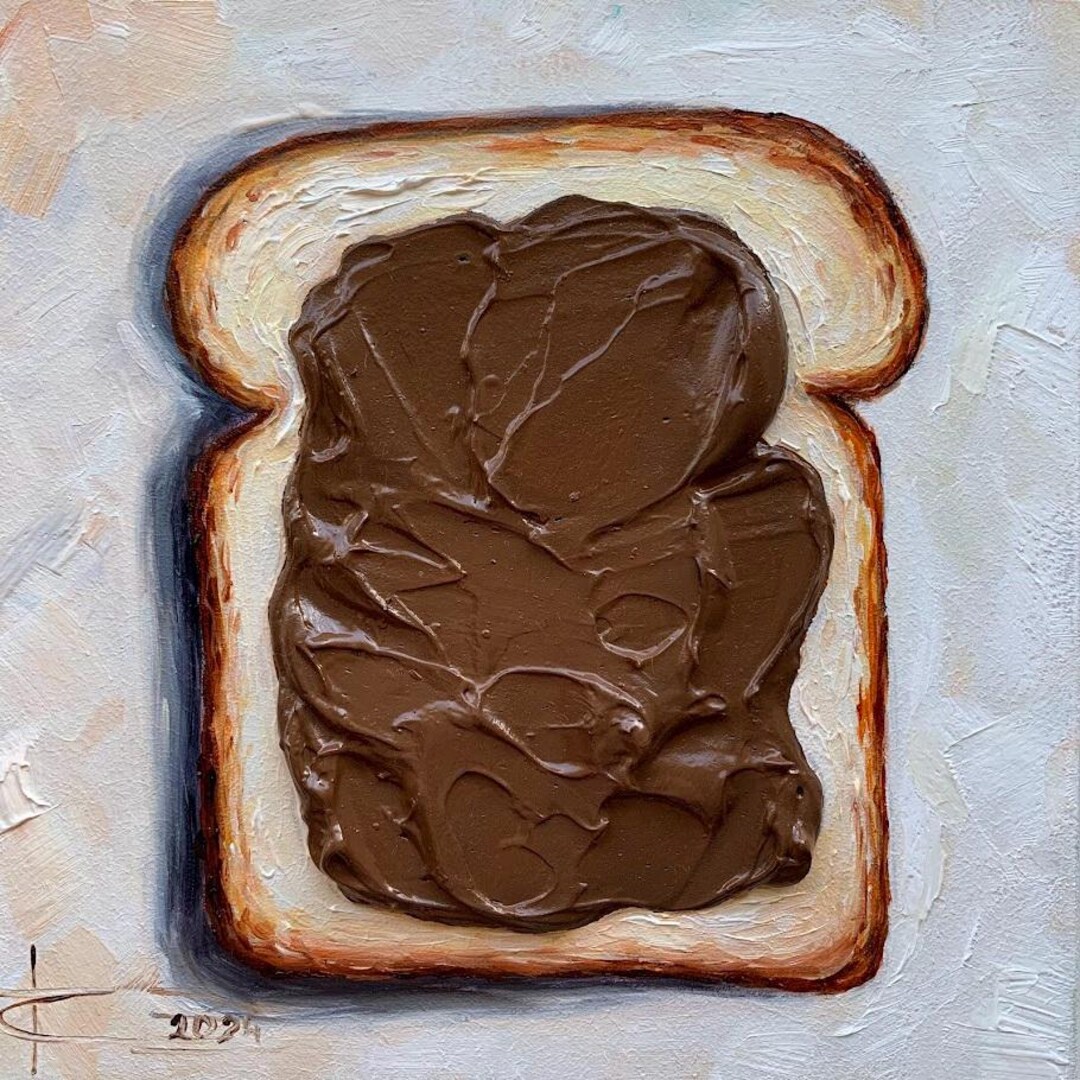 Butter Art Toast Chocolate Art Textured Painting Impasto Still Life Oil ...