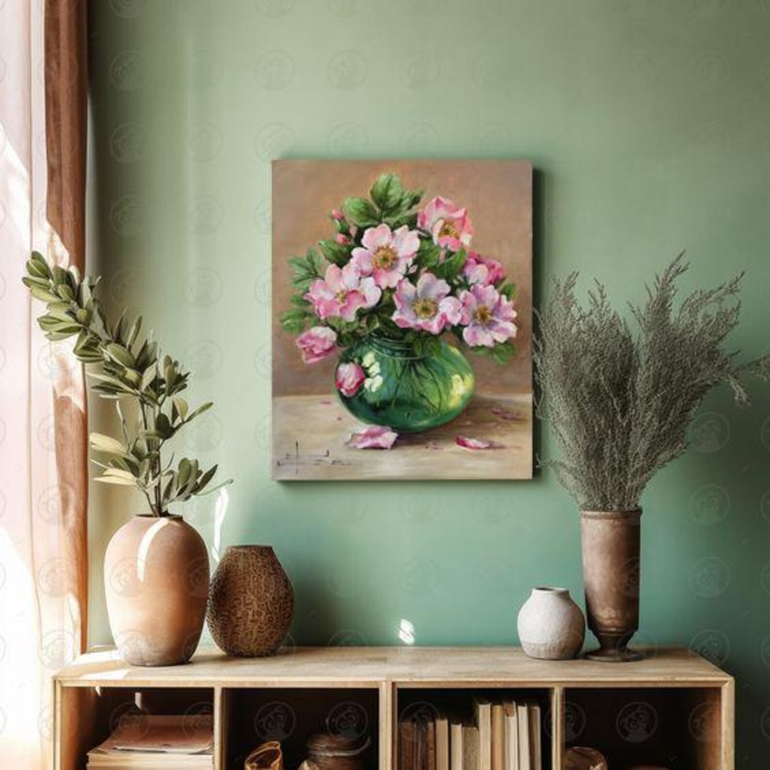Rosehip Floral Oil Painting: Botanical Wall Art, 10x12 In - Etsy