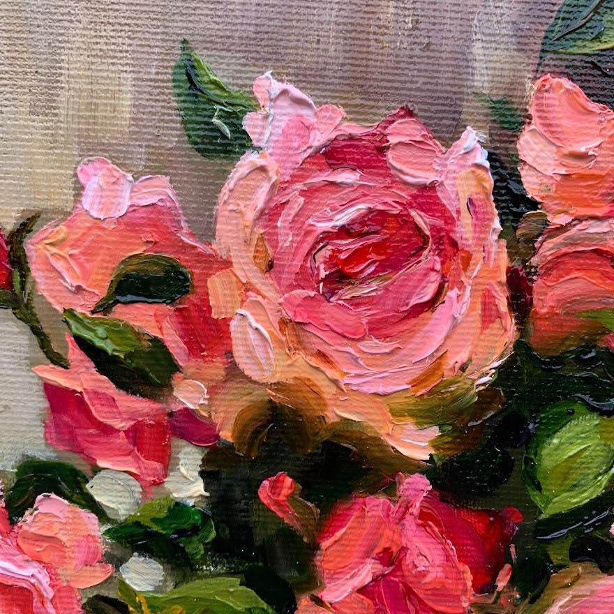 Spring Roses Art, Roses, Roses Painting, Original Oil Painting, Flower ...