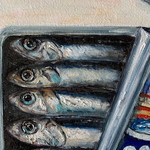 Sardine Art Original Painting Sardines Still Life Ocean Oil Painting ...