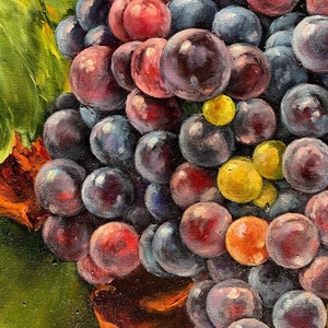 Grapevine Bunch of Grapes Art Painting Grapes Oil Painting Art Original ...