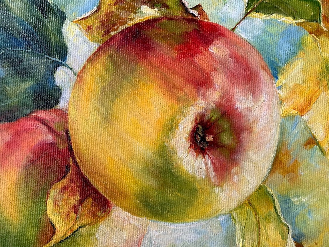Äpfel Gemälde Original Ölbilder Stillleben Malerei Küche Kunst Leinwand ...