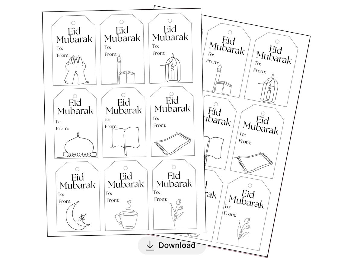 PRINTABLE Eid Gift Tags|custom Eid Mubarak Favor Tags|digital Print ...