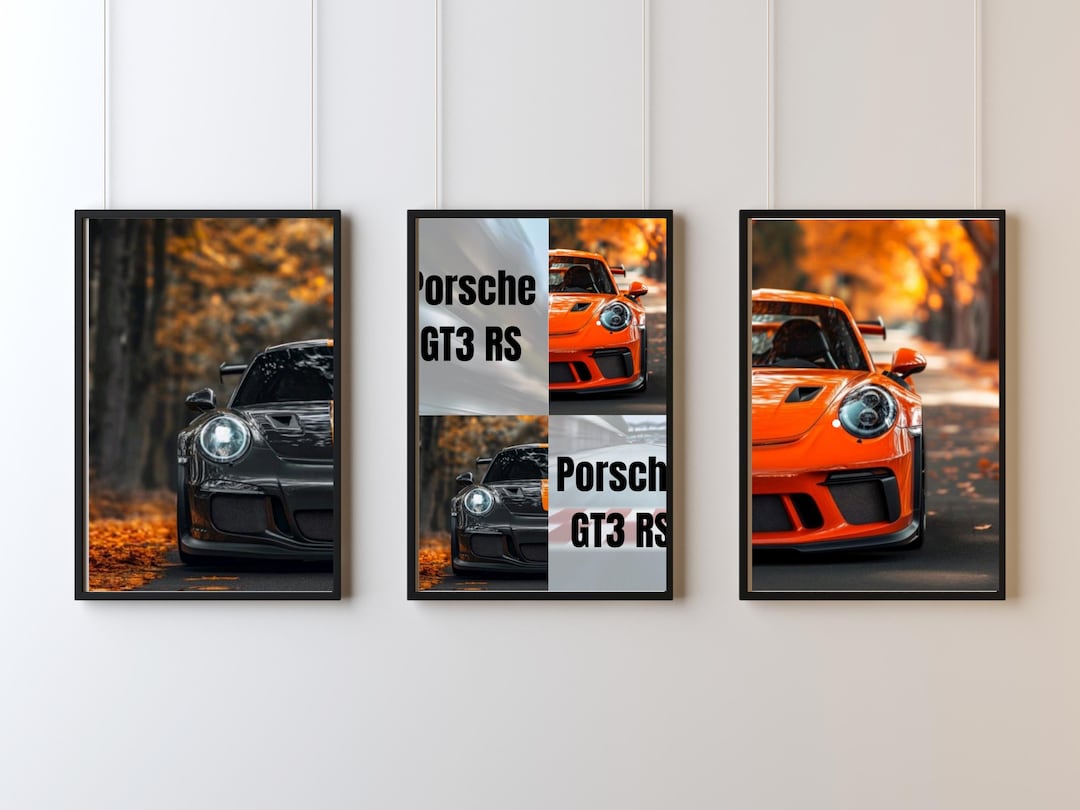 Porsche GTR RS Poster Bundle Set of 3, Sports Car Posters | Automotive ...