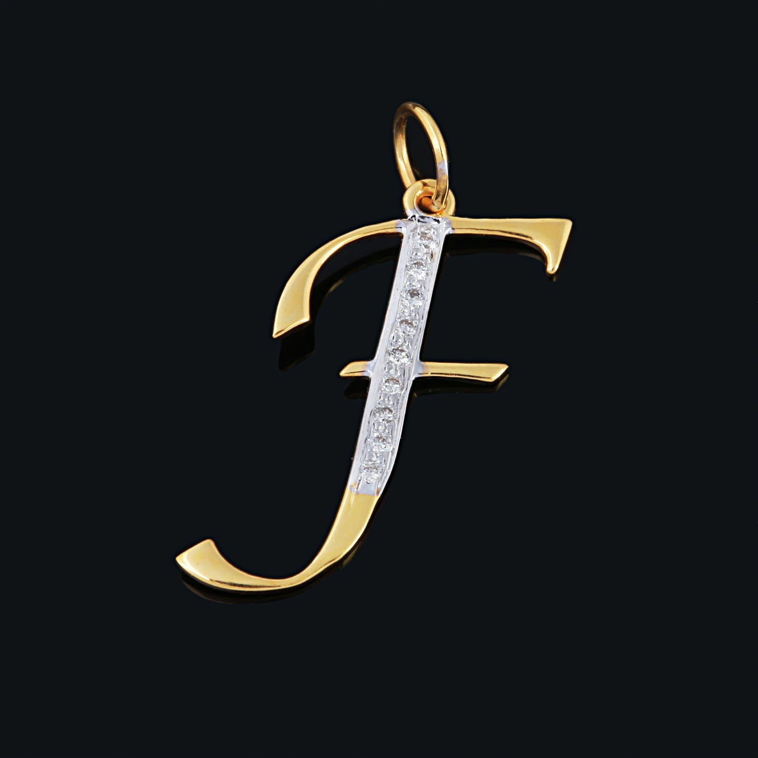 F-alphabet Natural Diamond Solid 14K Yellow Gold Link Chain - Etsy UK