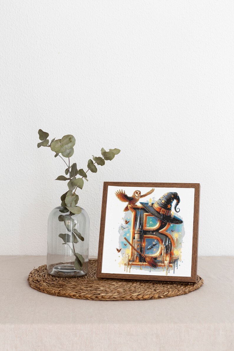 Witchy Letter B Cross Stitch Pattern: Wizard Alphabet Embroidery (PDF ...