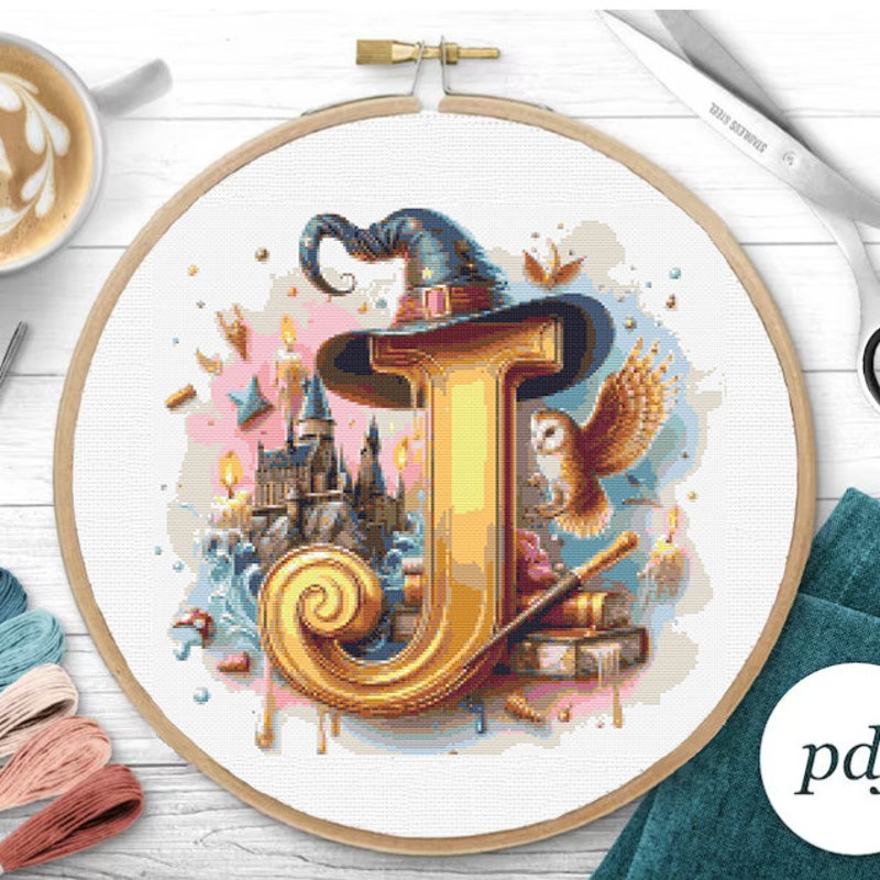 Letter J Embroidery - Etsy