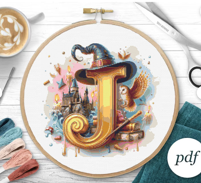 Cross Stitch Pattern Witchy Alphabet Embroidery, Wizard Letters ...