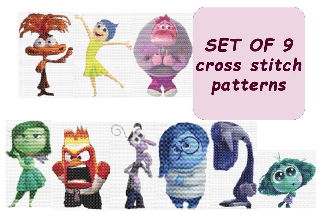Cross Stitch Pattern Inside Out Embroidery Emotions Joy Sadness Envy ...