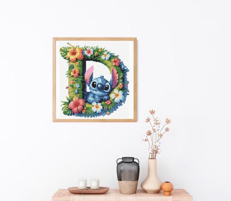 Cross Stitch Pattern Letter D Embroidery, Flower Letters Embroidery ...