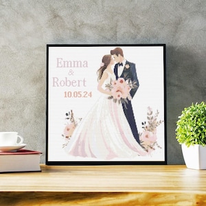 Wedding Cross Stitch Pattern Personalized Counted Cross Stitch Bride ...