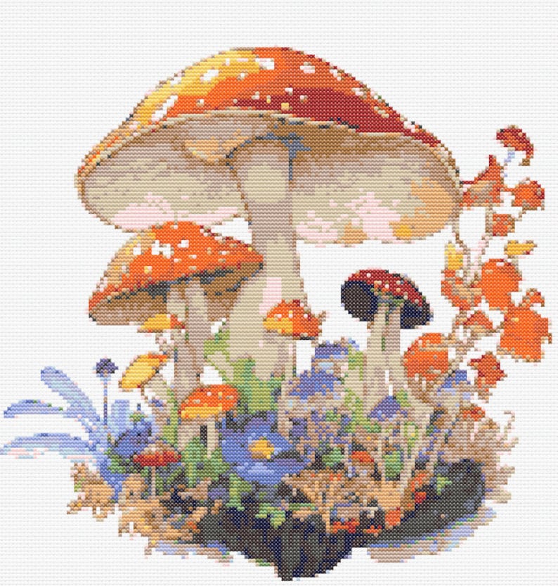 Mushrooms Cross Stitch Patterns Set of 14 Counted Cross Stitch ...