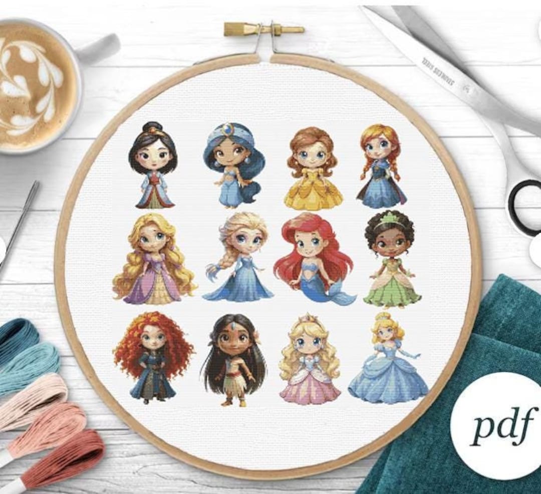 Cross Stitch Pattern Princesses Embroidery Designs Counted Cross Stitch ...