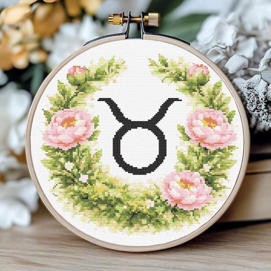 Taurus Cross Stitch Pattern, Zodiac Embroidery PDF – Taurus Astrology ...
