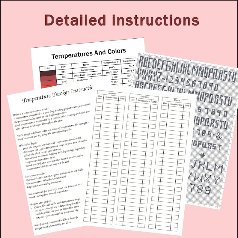 Temperature Cross Stitch Pattern - Easy Beginners Xstitch Chart PDF ...