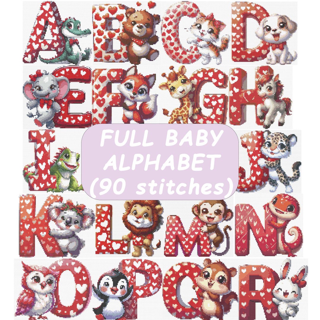 Mini Baby Alphabet 90x90 Stitches Cross Stitch Pattern Letters ...