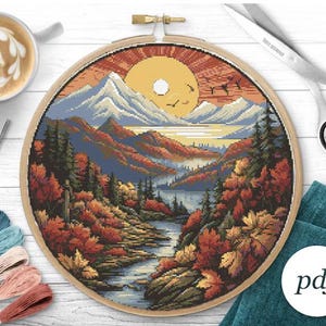 Forest Cross Stitch Pattern Mountains Counted Landscape Cross Stitch ...