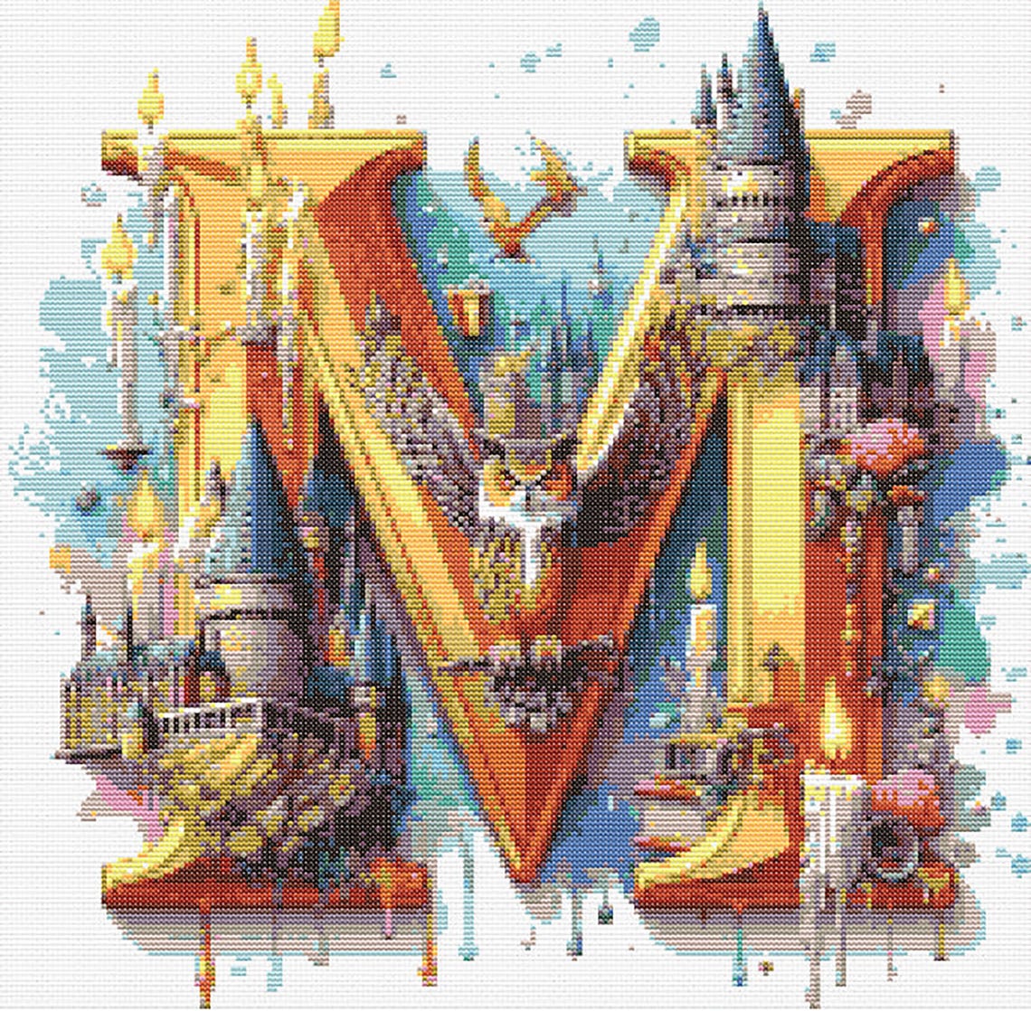 Cross Stitch Pattern Magic Alphabet Embroidery Letter M Digital Design ...