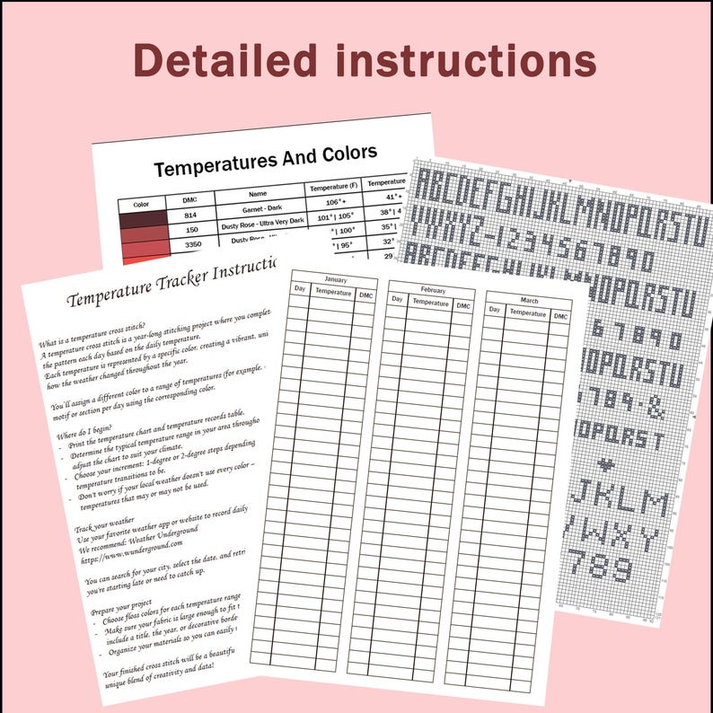 2026 Temperature Tracker Cross Stitch Pattern: Beginner Weather ...