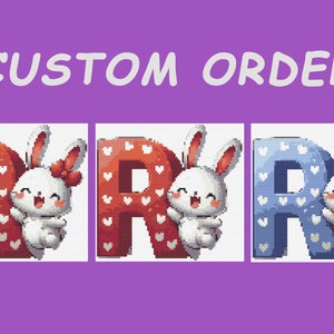 Baby Alphabet Cross Stitch Pattern Animals Letter R Embroidery Rabbit ...