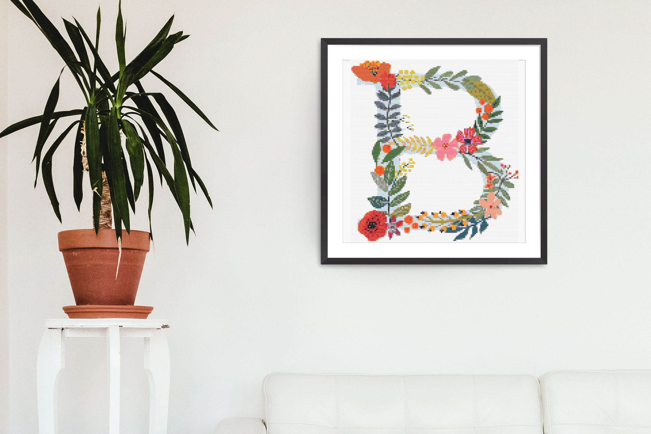 Cross Stitch Alphabet, Cross Stitch Pattern Letter B, Embroidery ...