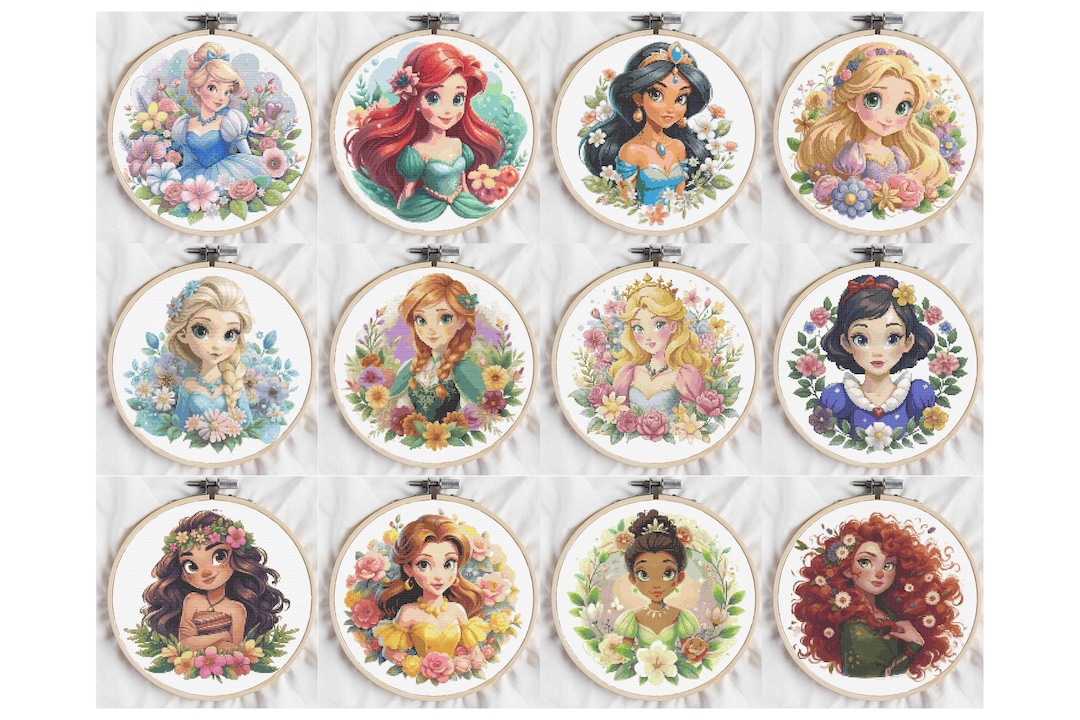 13 Cross Stitch Pattern Princesses Embroidery Designs Counted Cross ...