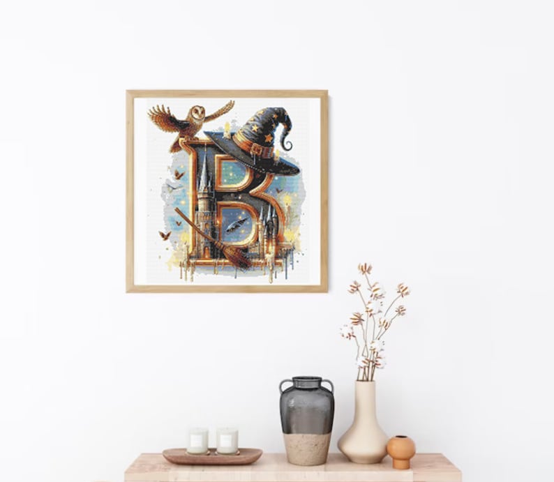 Witchy Letter B Cross Stitch Pattern: Wizard Alphabet Embroidery (PDF ...