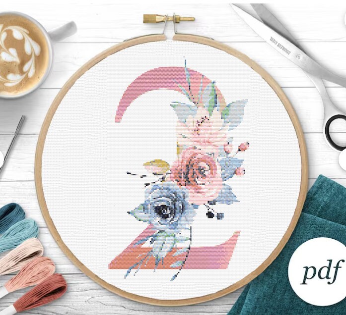 Cross Stitch Pattern Floral Numbers 0-9 Embroidery Number Cross Stitch ...