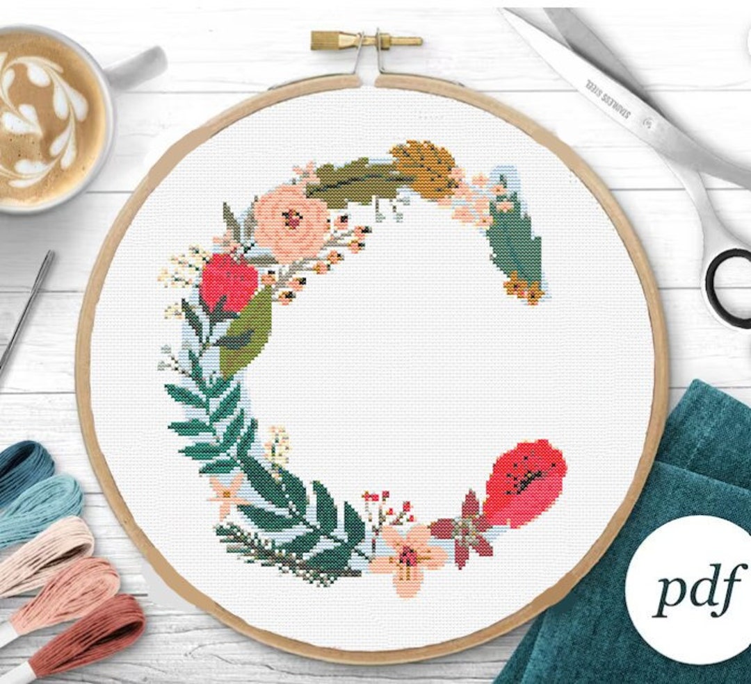 Cross Stitch Alphabet Pattern Letter C Embroidery Monogram, Cross ...