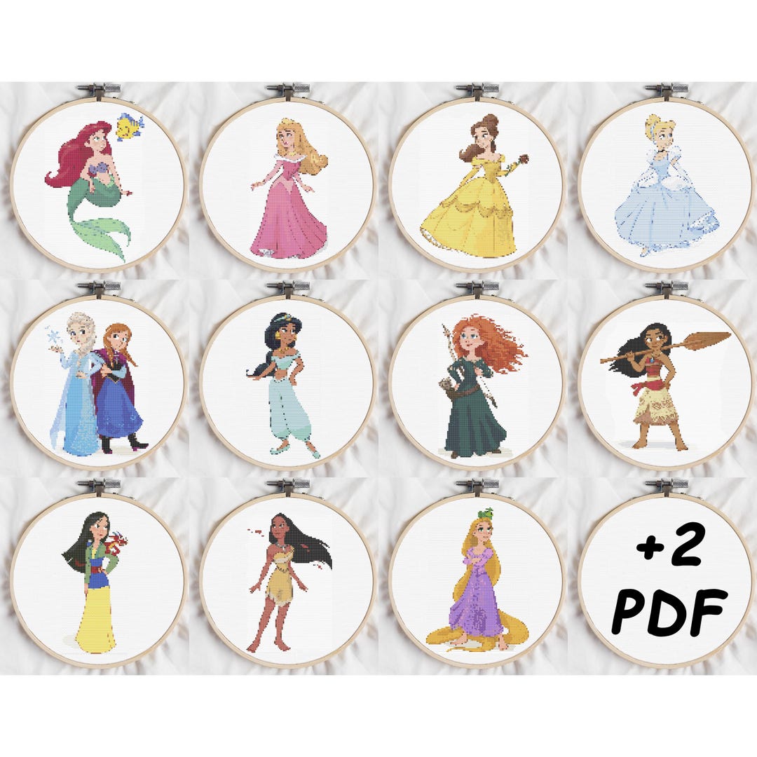 13 Cross Stitch Pattern Princesses Embroidery Designs Counted Cross ...