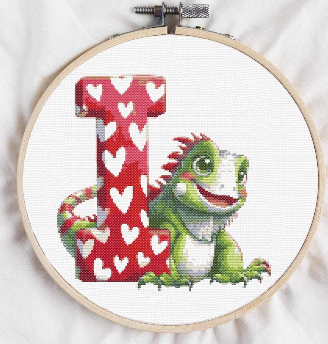 Letter I Cross Stitch Alphabet Pattern Monogram With Iguana Cross ...
