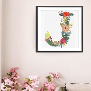 Cross Stitch Pattern Floral Alphabet Embroidery Flower Letters Cross ...