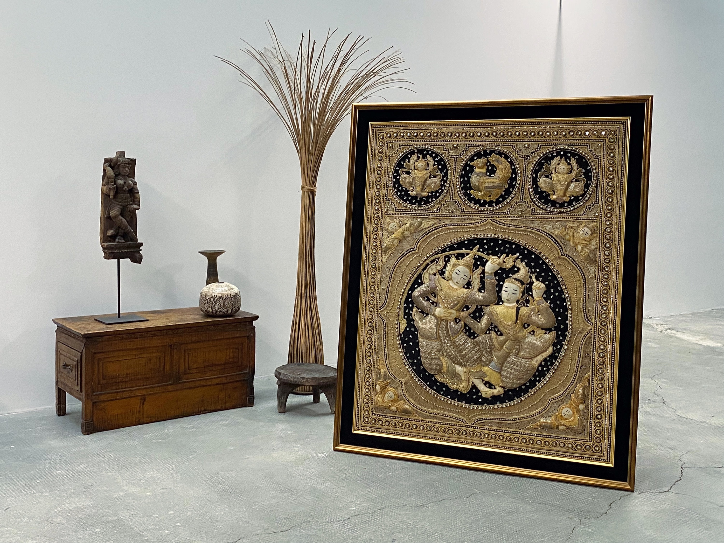 Kalagas Tapestrie Mural Tapestry Painting Gold Black Embroidered ...