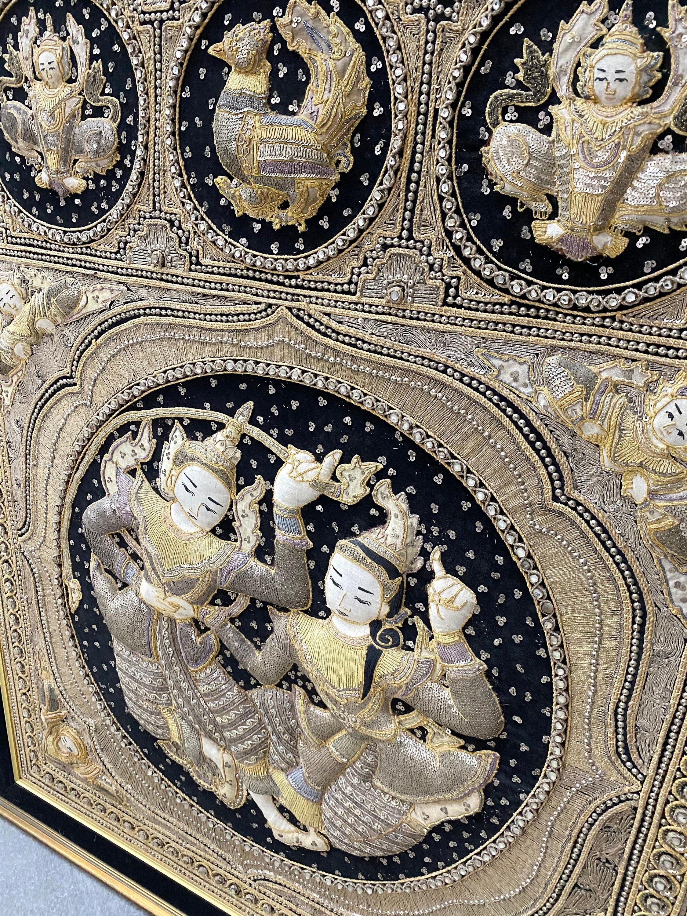 Kalagas Tapestrie Mural Tapestry Painting Gold Black Embroidered ...