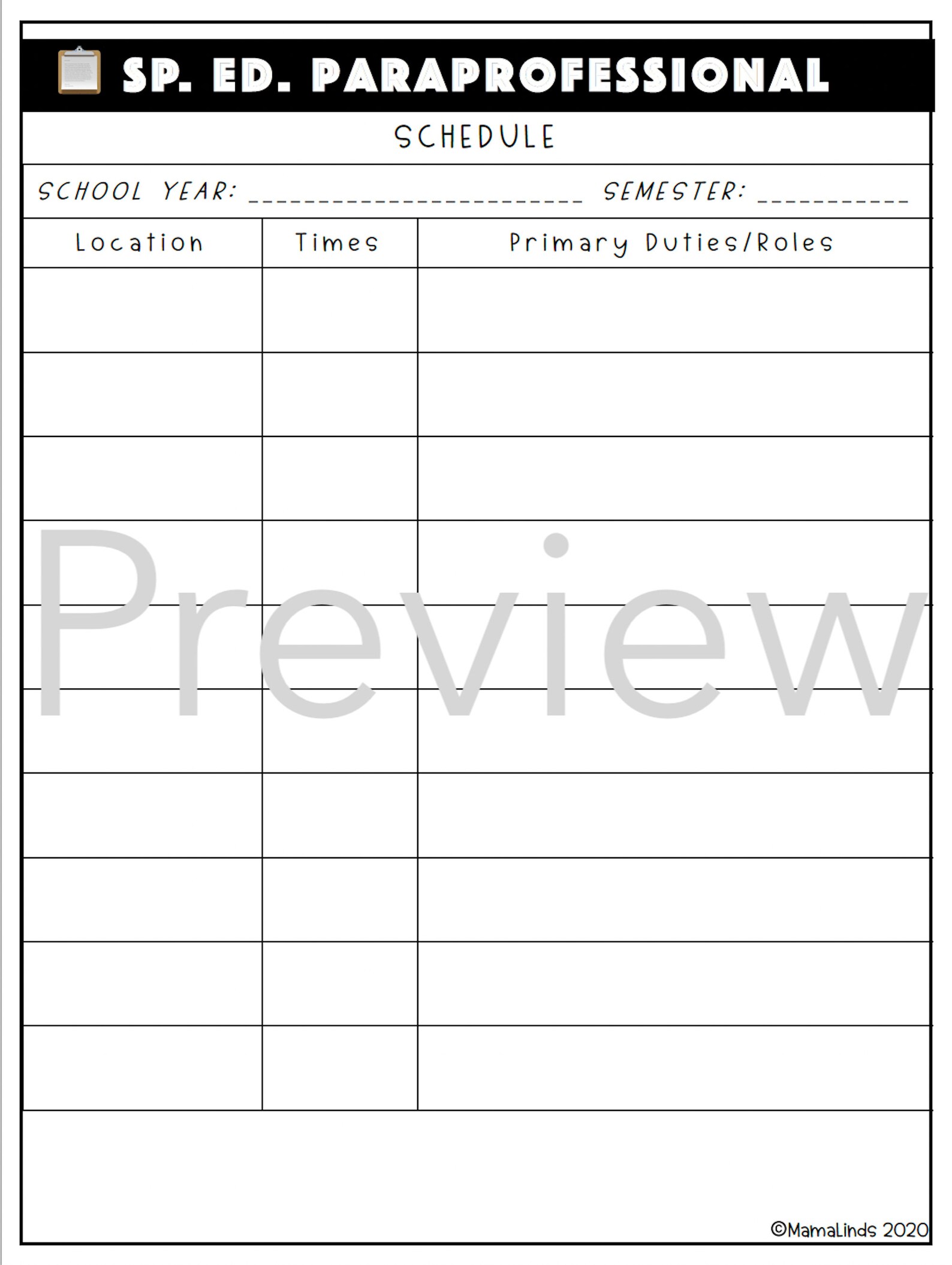 Interrelated Special Education Paraprofessional Forms All-in-one - Etsy
