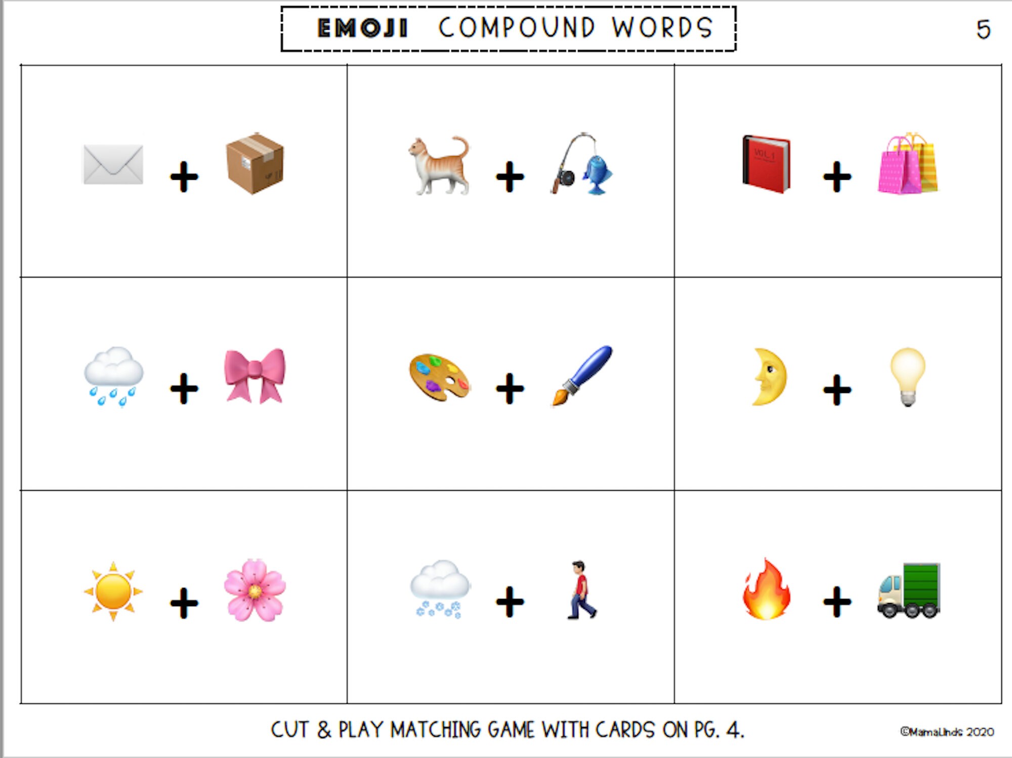 Emoji Compound Word Activities | Etsy