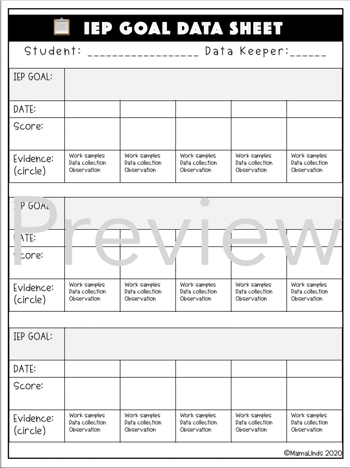 Interrelated Special Education Paraprofessional Forms All-in-one - Etsy