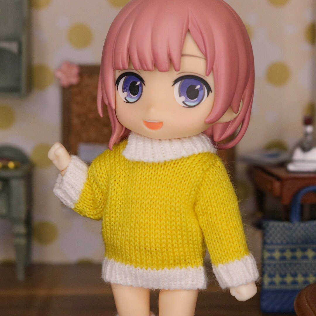 Mixed Materials Uneven Sleeve Sweater 1/12 Chibi Dolls, Nendoroid Doll ...