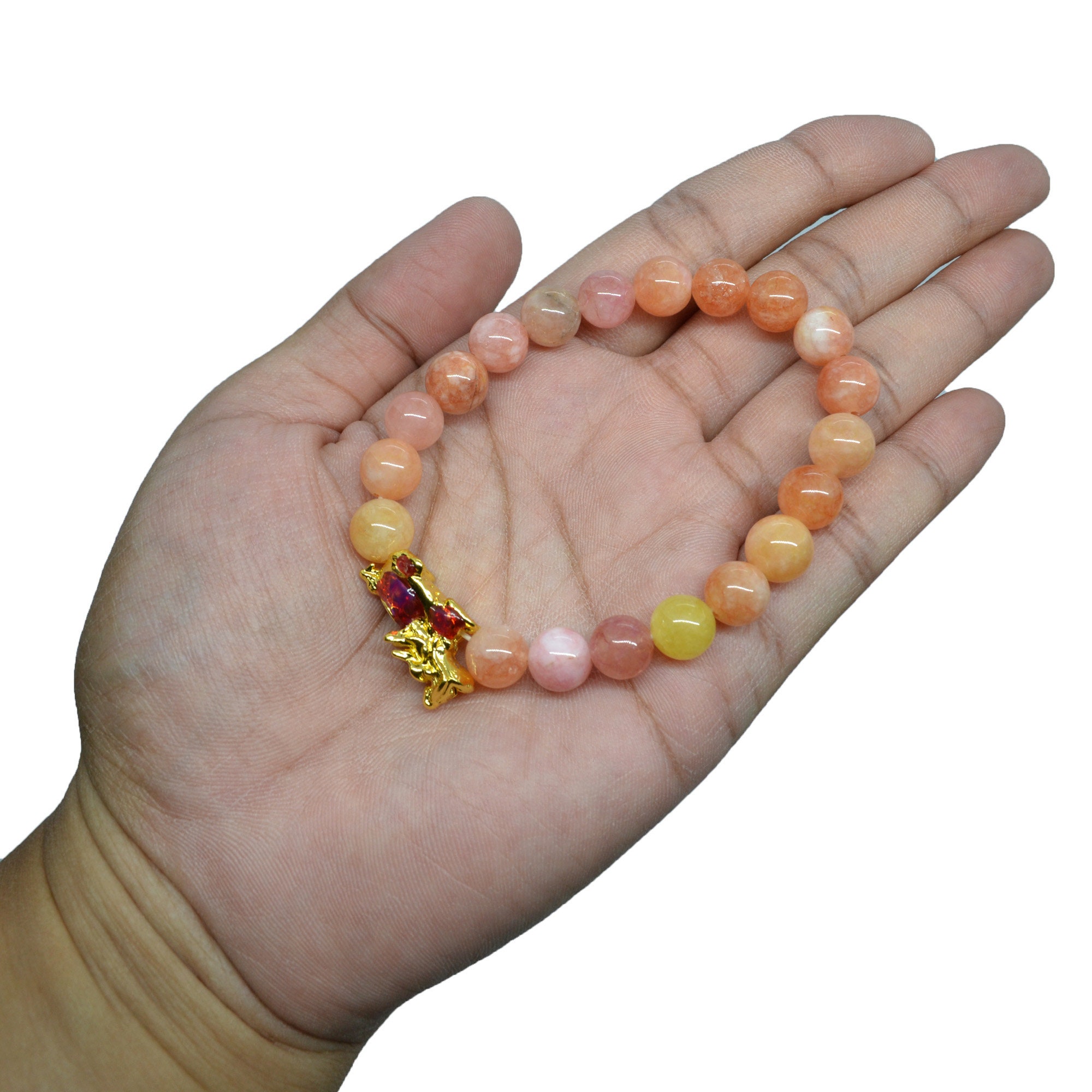 Feng Shui Pi Yao Pixiu Orange agate bead bracelet / Good Luck | Etsy