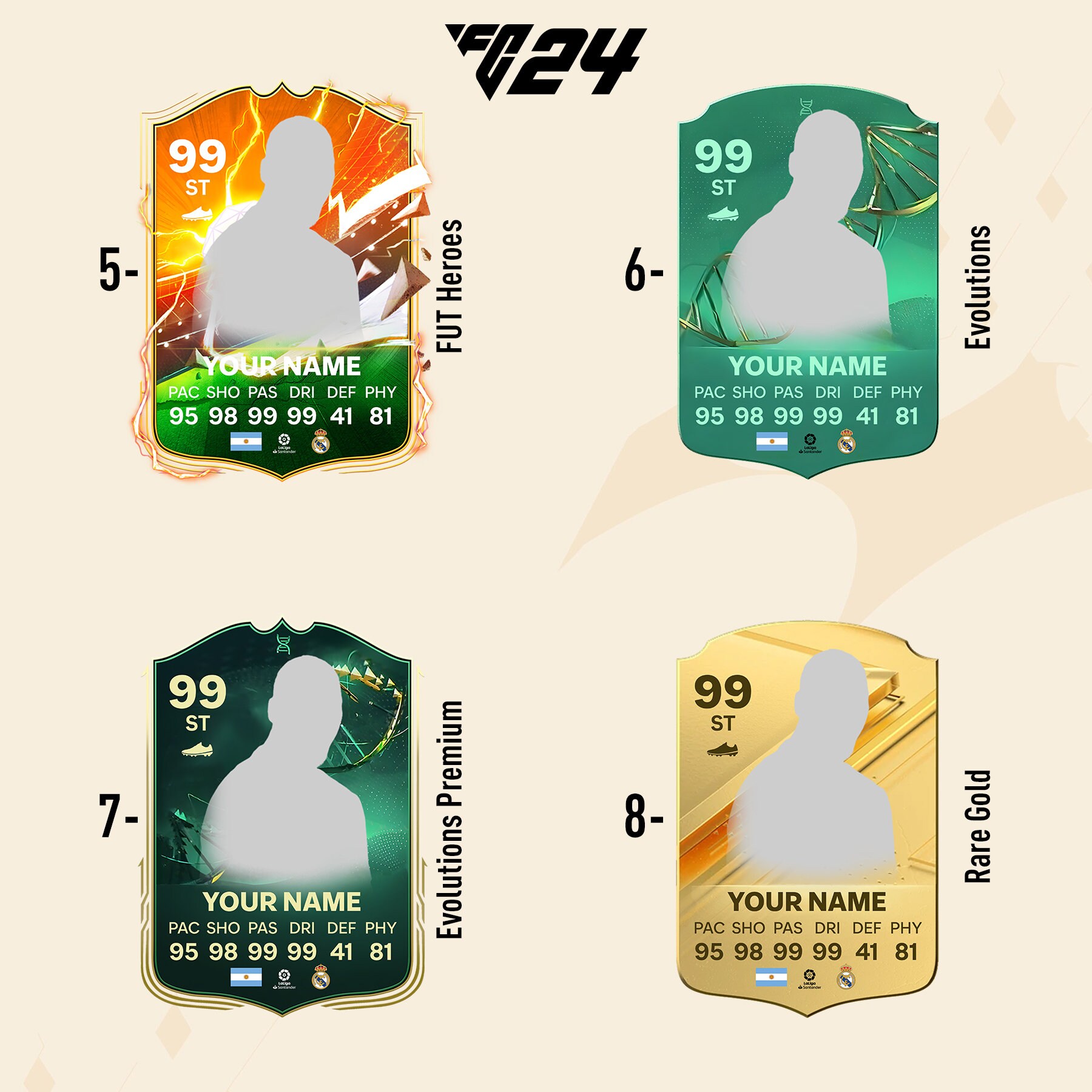 Personalized EAFC 24 Card, Ready to Print, FUT Card Gifts for ...