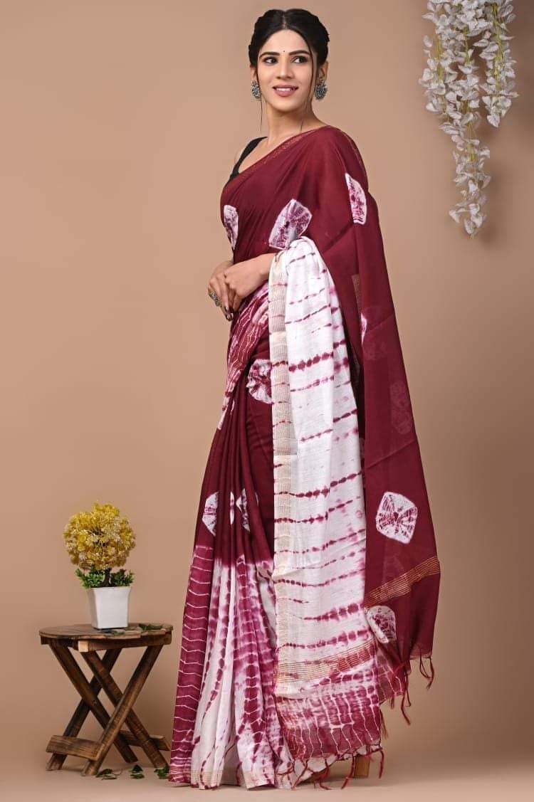 Beautiful Shibory Dye on Blended Silk With Blouse Piece Handloom Sari ...