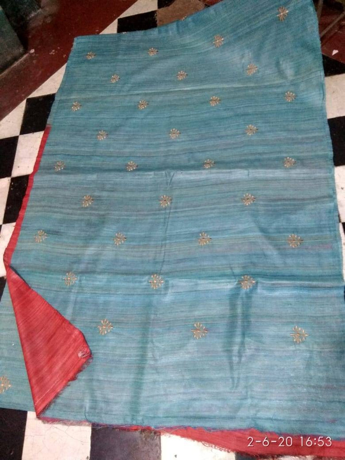 100%pure Tussar Ghicha Silk With Embroidery With Blouse Piece - Etsy