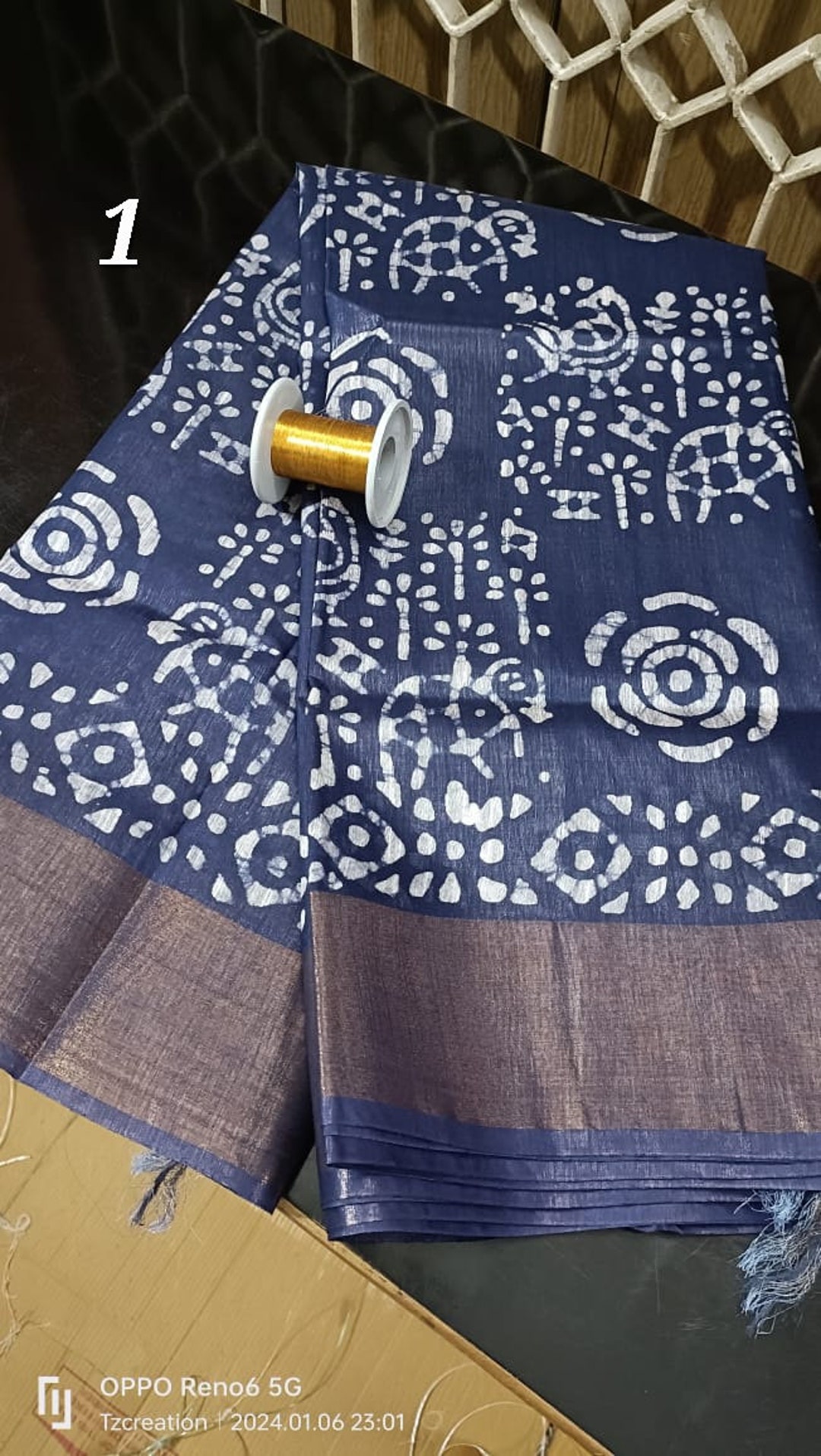 Batik Print on Kota Stepal Saree With Sequence Pallu and With Blouse ...