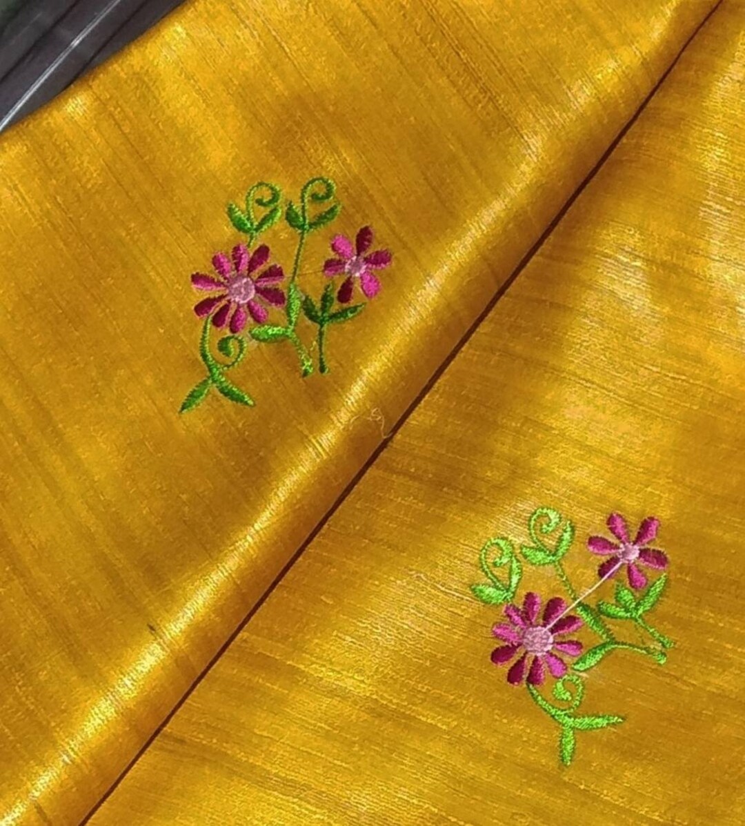 100%pure Tussar Ghicha Silk With Embroidery With Blouse Piece Handloom ...
