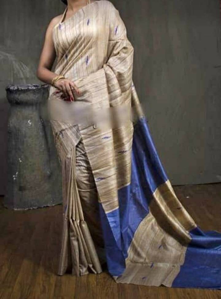Pure Tussar Ghicha Silk Saree Allover Ghicha Tussar Silk With Blouse ...