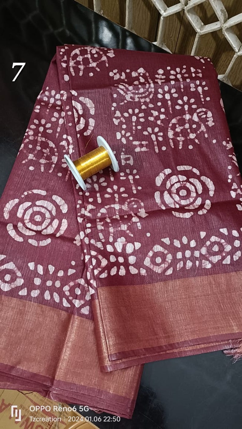 Batik Print on Kota Stepal Saree With Sequence Pallu and With Blouse ...