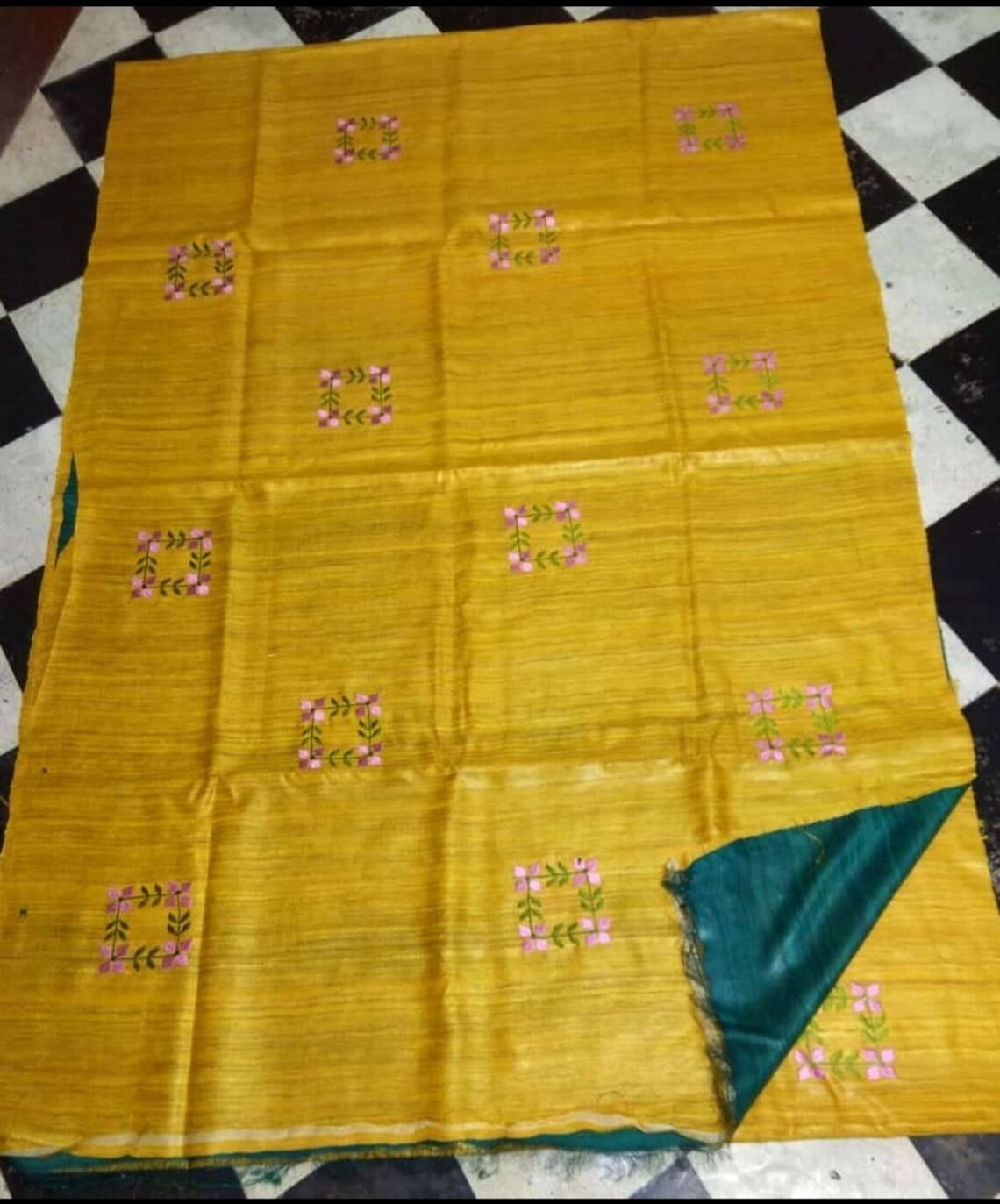 100%pure Tussar Ghicha Silk With Embroidery With Blouse Piece - Etsy