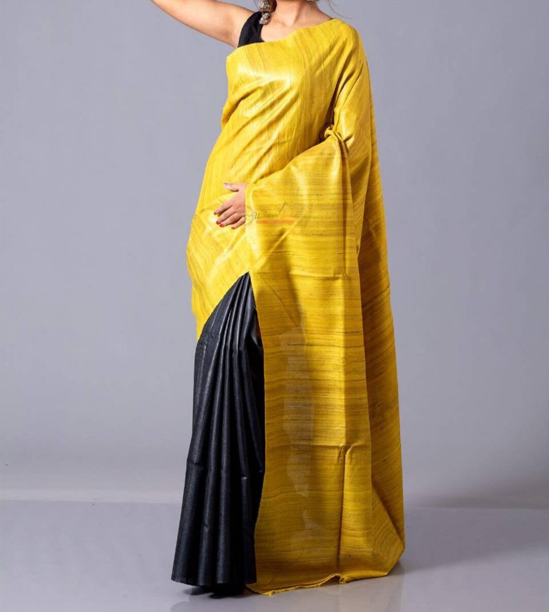 Pure Tussar Ghicha Silk Saree With Blouse Piece Handloom Sari - Etsy