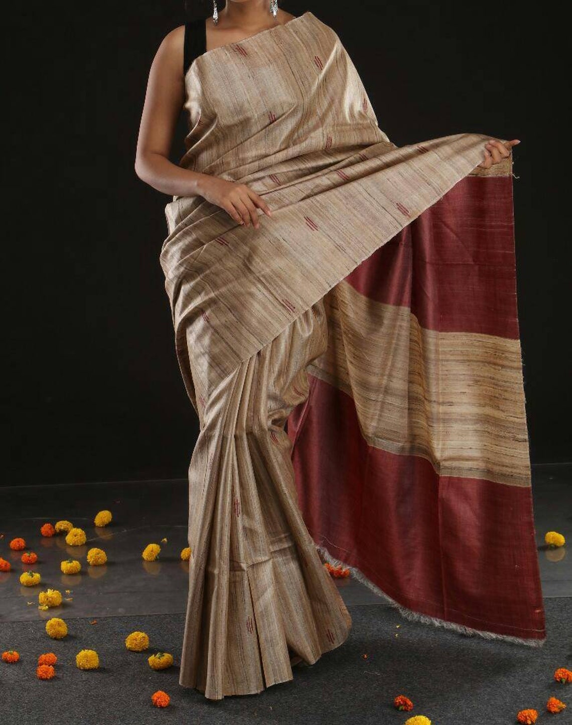 Pure Tussar Ghicha Silk Saree Allover Ghicha Tussar Silk With - Etsy